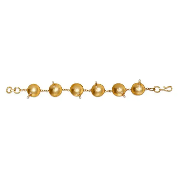 DHWANI BANSAL Adjustable Vitr Bracelet With Freshwater Pearls - Gold