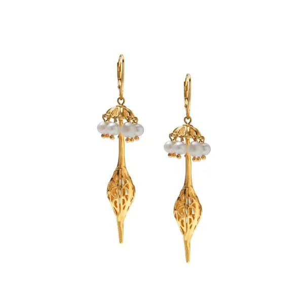 JAREDJAMIN Umbrella Pearl Drop Earrings - Gold