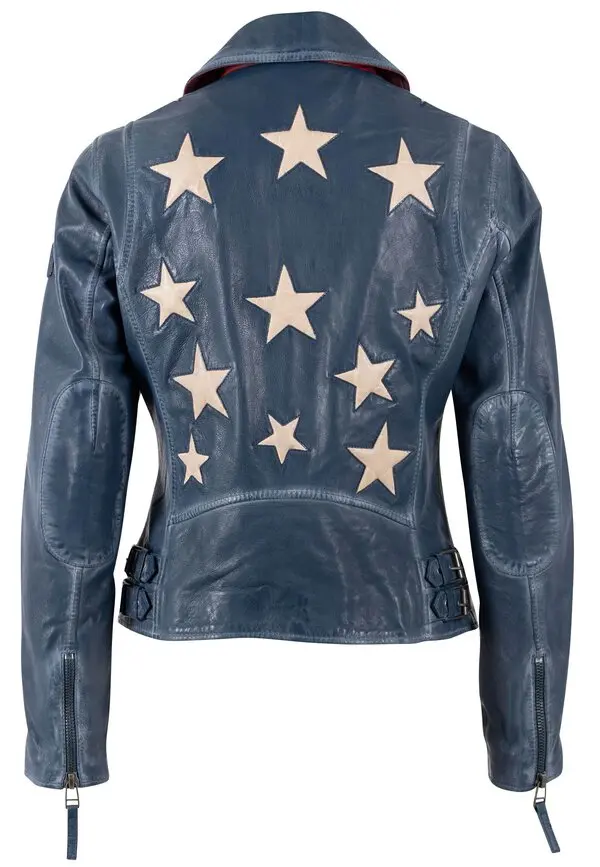 Mauritius Christy Rf Star Detail Leather Jacket - Blue