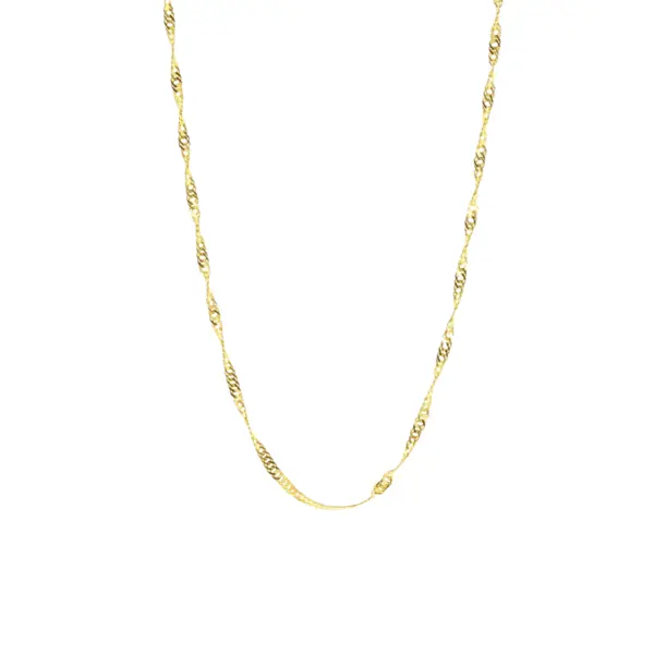 SPERO LONDON 9ct Solid Twisted Singapore Chain Necklace - Gold