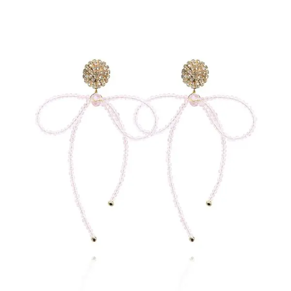 SAULE LABEL Lucia Rosy Sparkle Bow Earrings - Gold