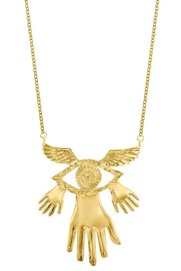 SOPHIE SIMONE DESIGNS Hands, Wings, And Eye Necklace - Gold