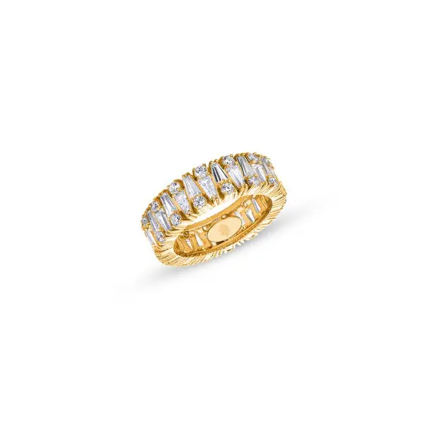 SALLY SKOUFIS Gold Vermeil Ring With Cz Diamond Simulants - Gold/white