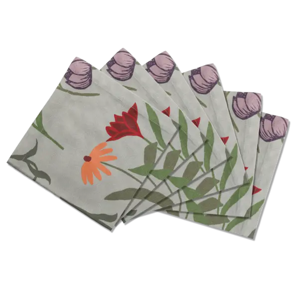 SOPHIE WILLIAMSON DESIGN Set Of Six Napkins In Large Bold Flower Print On Light Offcut Version - Grey
