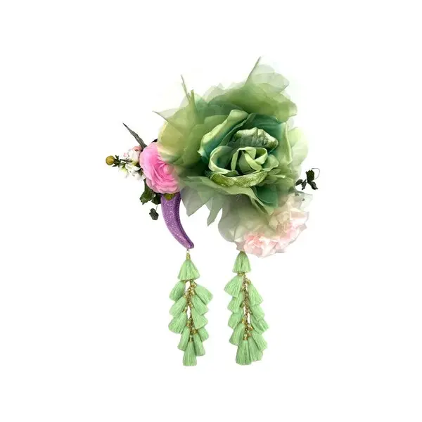 JULIA CLANCEY Rose Jardin Chacha Bloom Hair Band - Green