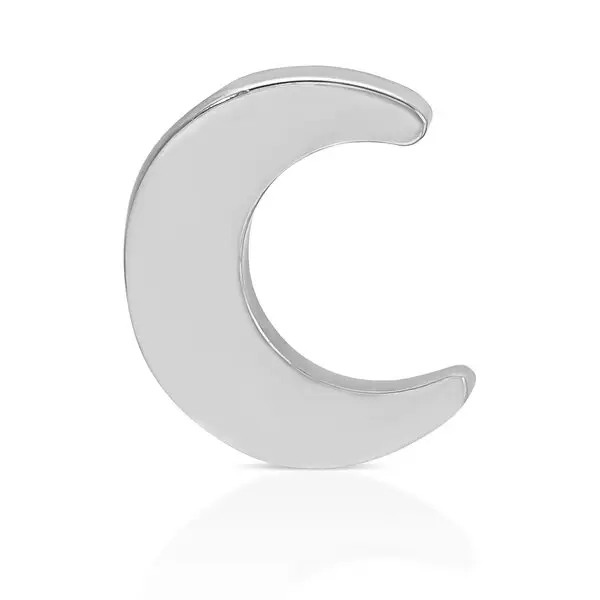 Maya Brenner Designs 14k Gold Moon Charm Stud Earring - White