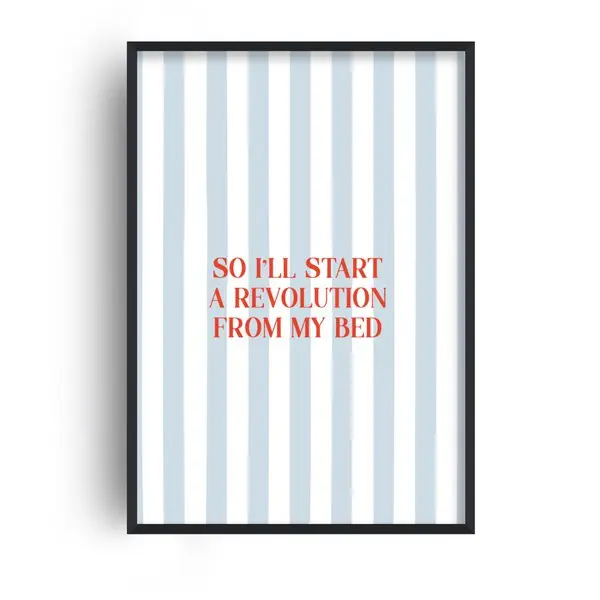FANCLUB Red / Blue Start A Revolution Oasis Retro Music Giclée Art Print A3 - Red/blue