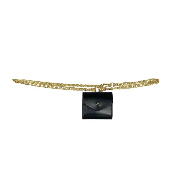 HAUTE CUIR Micro Chain Belt Bag In Italian Full Grain Leather