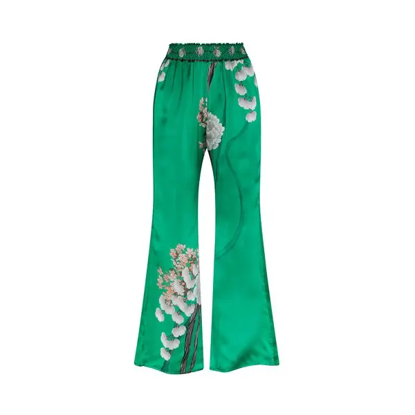 AGUACLARA Printed Wide Leg Silk Pants