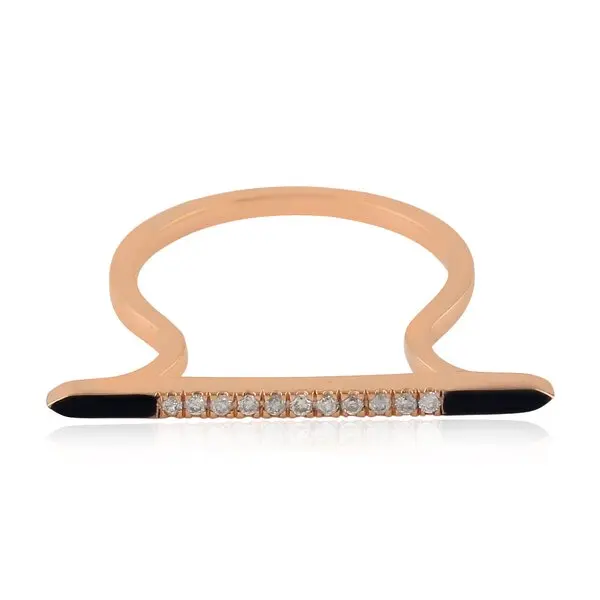 ARTISAN 14k Rose Gold Diamond And Enamel Bar Ring - Rose Gold/white