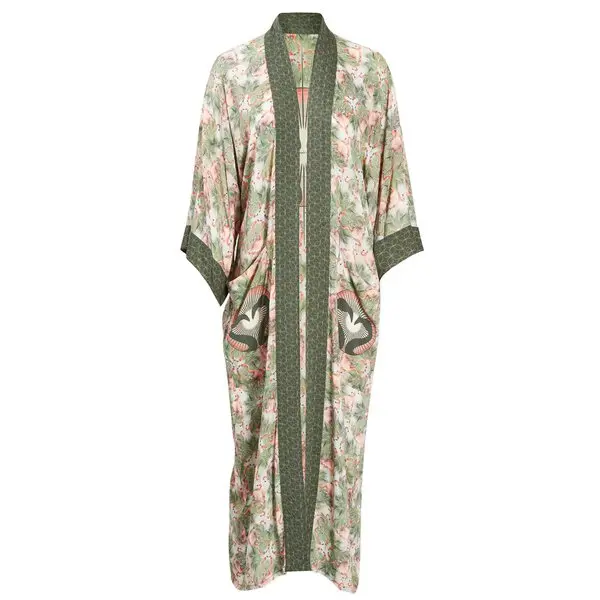 Henelle Orange / Green / White Palm Springs Kimono - Orange/green/white