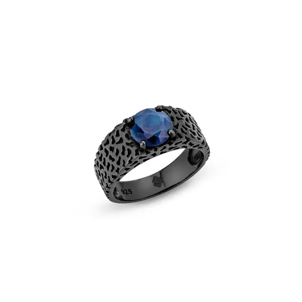SALLY SKOUFIS Mugello Ring With Natural Sapphire - Black/blue
