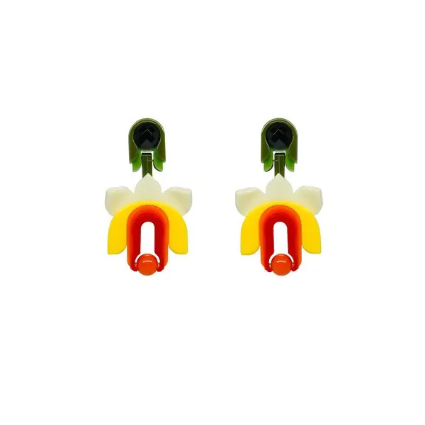 GISSA BICALHO Lilium Acrylic Pendant Earrings - Yellow