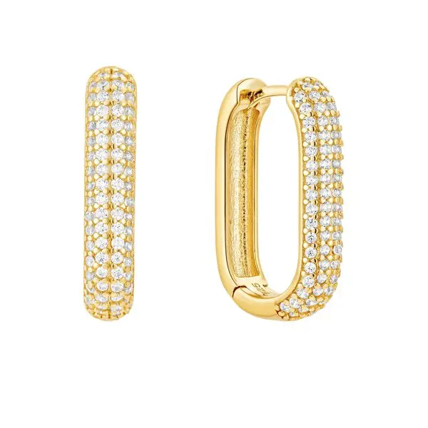 NAZZAR Bold Pavé U Hoop Earrings - Gold