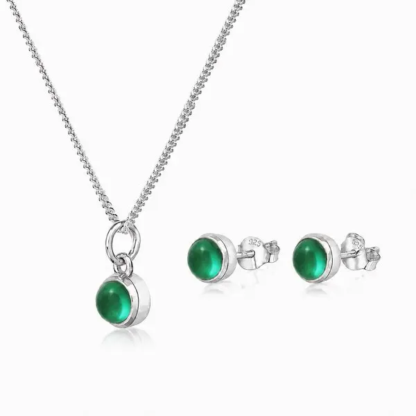THE JEWELLERY STORE LONDON Sterling Silver Emerald Jewellery Set - Silver/green