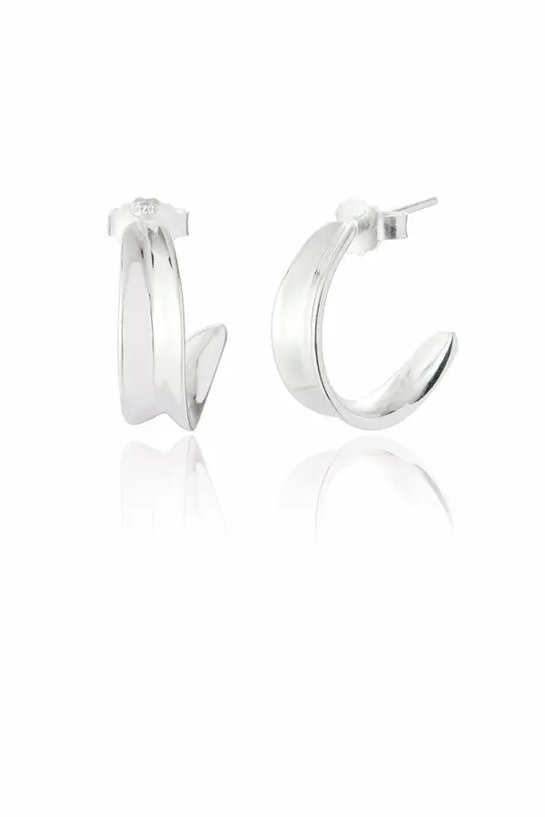 WARE COLLECTIVE Curve Hoop Earrings - Silver