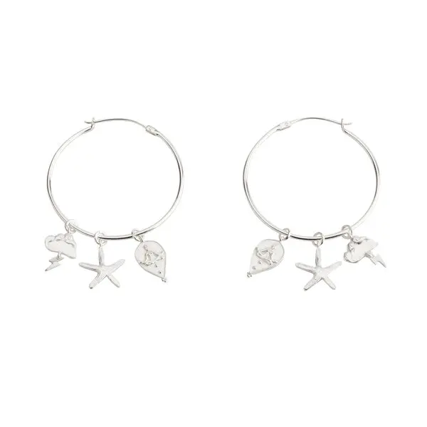 RIZE Multi Charm Hoop Earrings - Silver