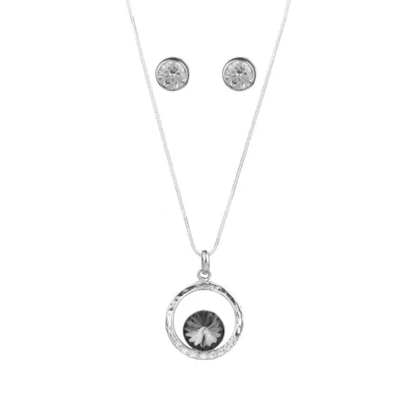 CHIARELLA Radiante Black Circle Set: Necklace + Earrings - Black/silver