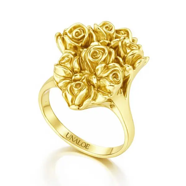 UNALOE Floral Rose Cluster Vermeil Ring - Gold