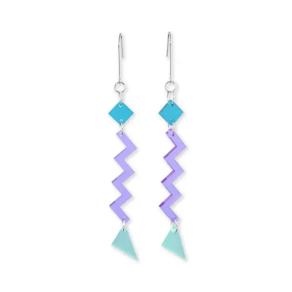 BY CHAVELLI Geometric Dangle Earrings - Blue/silver