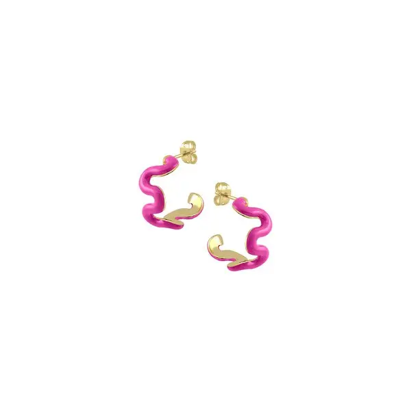 LUNAYA JEWELRY Swirl Enamel Hoop Earrings - Pink