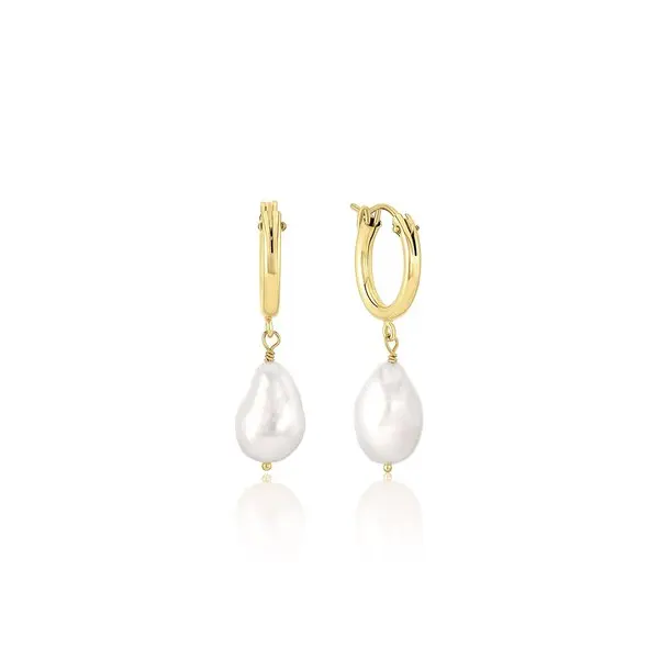 SET & STONES Adelle Pearl Hoop Earrings - Gold/white
