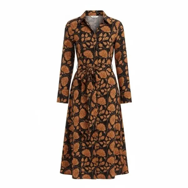 AT LAST... Printed Cotton Marigold Midi Dress