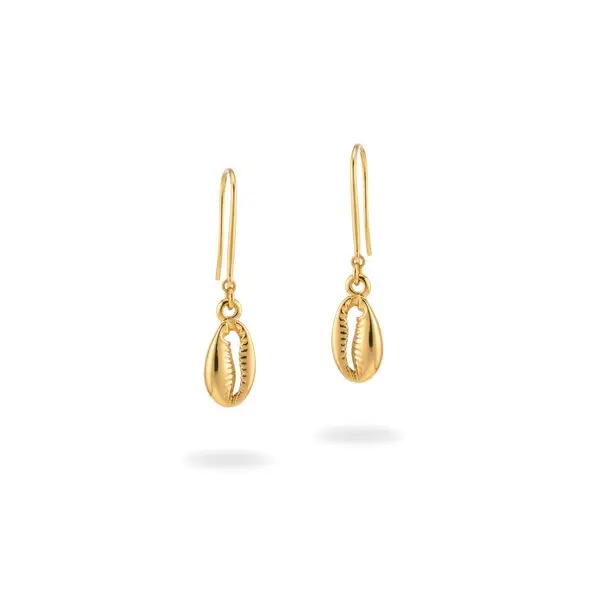 JAREDJAMIN Cowrie Shell French Hook Drop Earrings - Gold