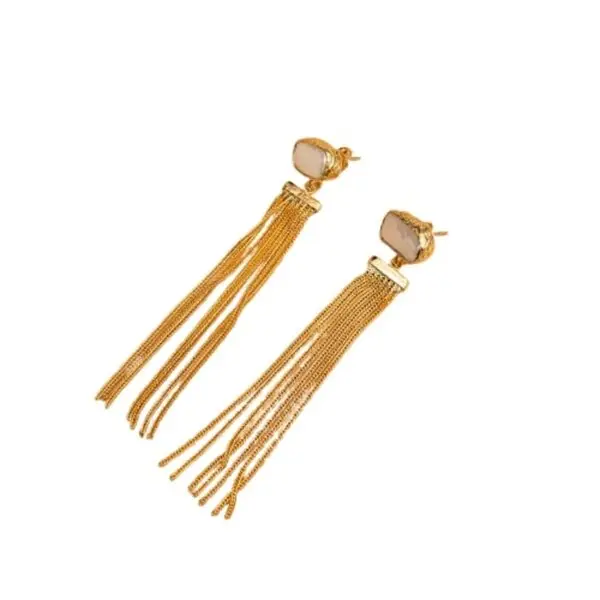 ROZ Rezan Pearl Chain Drop Earrings - Red/yellow