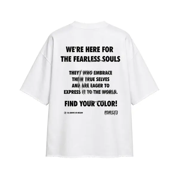 MYSIMPLICATED Oversized White T-shirt With Kindness Tag Design - Black/white