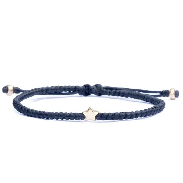 HARBOUR UK Golden Star Gold Vermeil Rope Bracelet - Black
