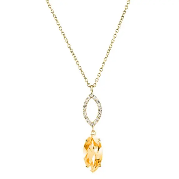 AUGUSTINE JEWELS 9ct Yellow Gold Citrine And Diamond Necklace - Gold/yellow
