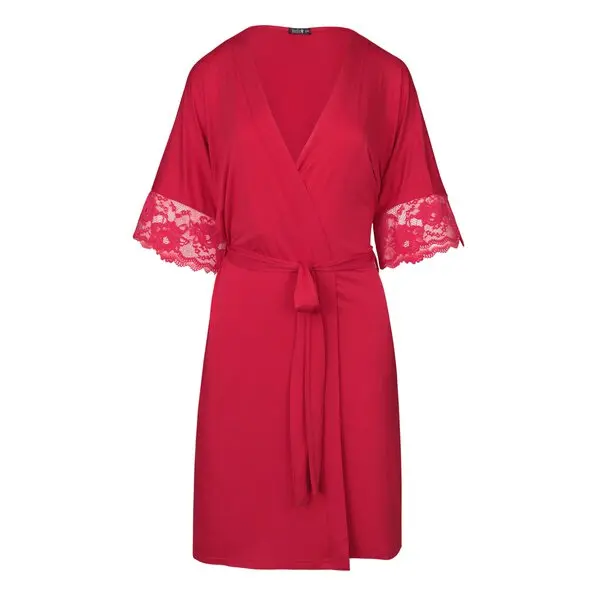 OH!ZUZA NIGHT&DAY Elegant Robe Viscose And Lace Ruby - Red