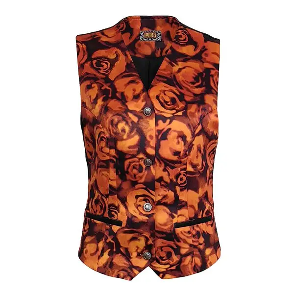 LALIPOP DESIGN Floral Print Vest With Vegan Leather Back