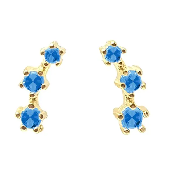 HARFI Aquamarine Climber Stud Earrings - Gold/yellow
