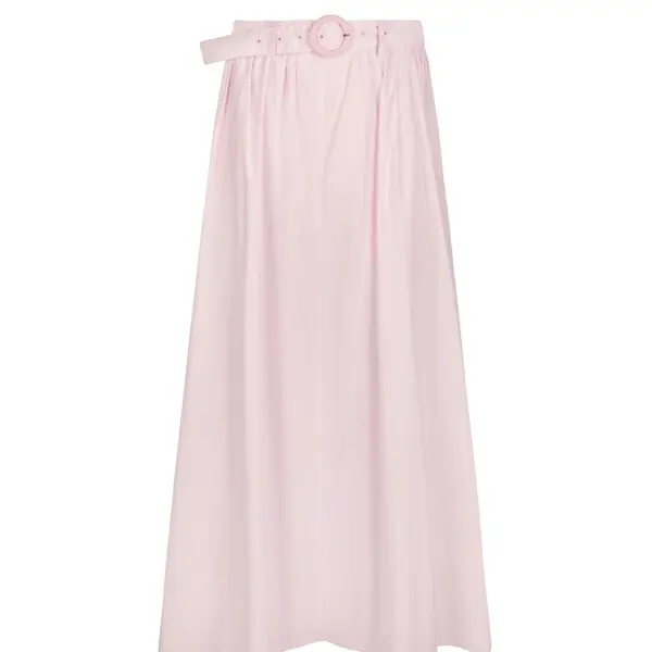 LOU&UP (FORMERLY LOUP CLOTHING) Flared Cotton Skirt With Belt - Pink