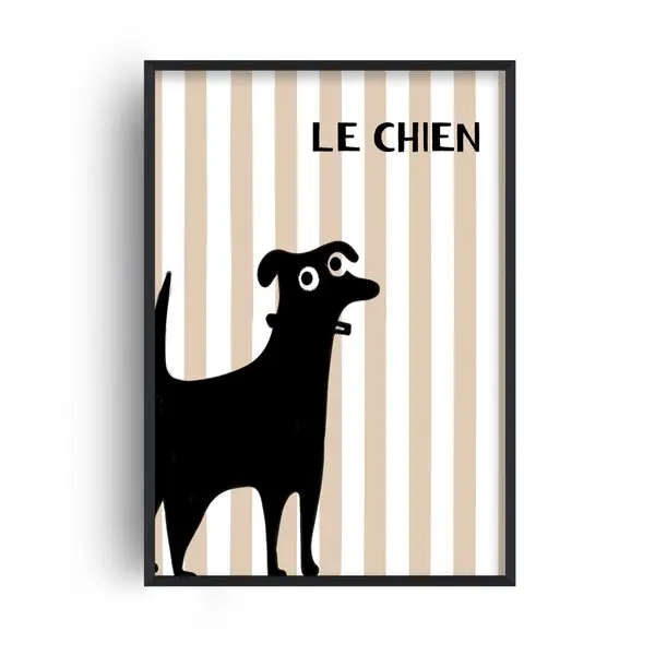 FANCLUB Brown / Black Le Chien Dog Pet Animal Retro Art Print A2 - Brown/black