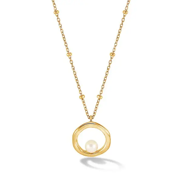 DOWER & HALL Open Circle White Pearl Pendant Necklace - Gold