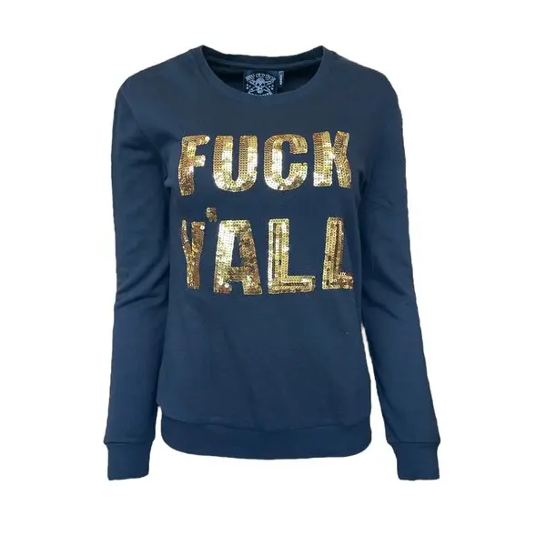 ANY OLD IRON Sequin Lettering Cotton Sweatshirt - Black