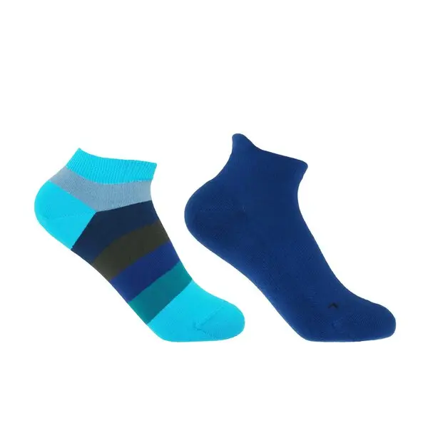 PEPER HAROW - MADE IN ENGLAND Block Stripe And Organic Trainer Socks Bundle - Blue