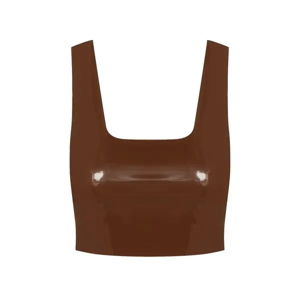 Commando Faux Patent Leather Crop Top - Brown