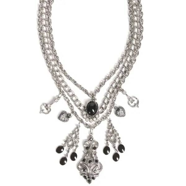 CARAMEL VINTAGE JEWELLERY Agatha Graphite Pendant Necklace - Silver