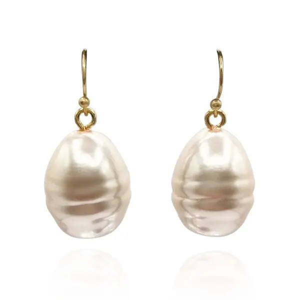 MICHAEL NASH JEWELRY Gold Champagne Baroque Glass Pearl Drop Earrings - Gold/brown