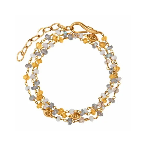 KARMA AND LUCK Citrine Labradorite Moonstone Wrap Bracelet - Gold
