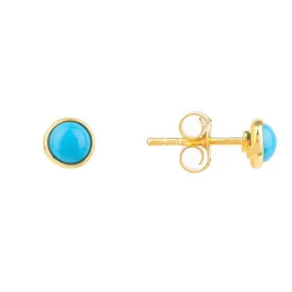 LATELITA Single Turquoise Gemstone Stud Earring - Gold/blue