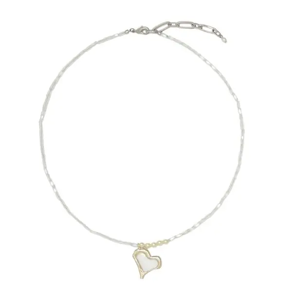 TAMI&TAMI Matias Heart Beaded Necklace - Silver