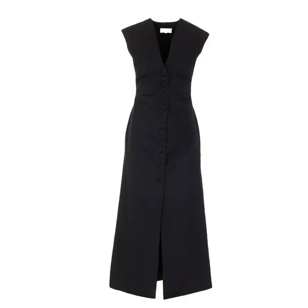 ZAMSEE Waist-sculpting Vest Midi Dress - Black
