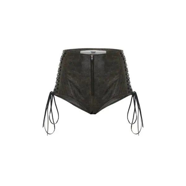 MAISON SEL Leather Extra Mini Shorts