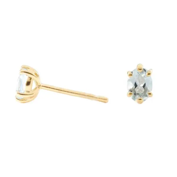 LEE RENEE Aquamarine Stud Earrings - Gold