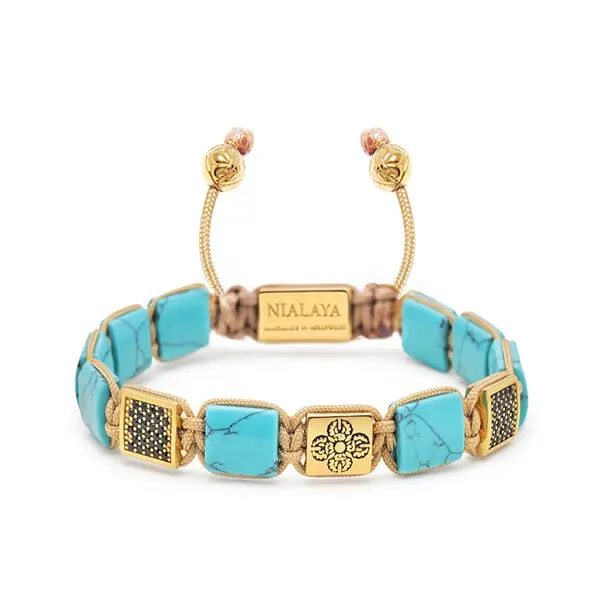 NIALAYA JEWELRY Dorje Turquoise And Gold Bead Bracelet - Blue/yellow